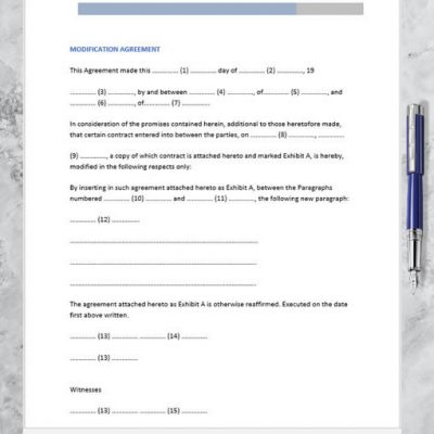 Free Modification Agreement Template in Ms Word & PDF | Contract